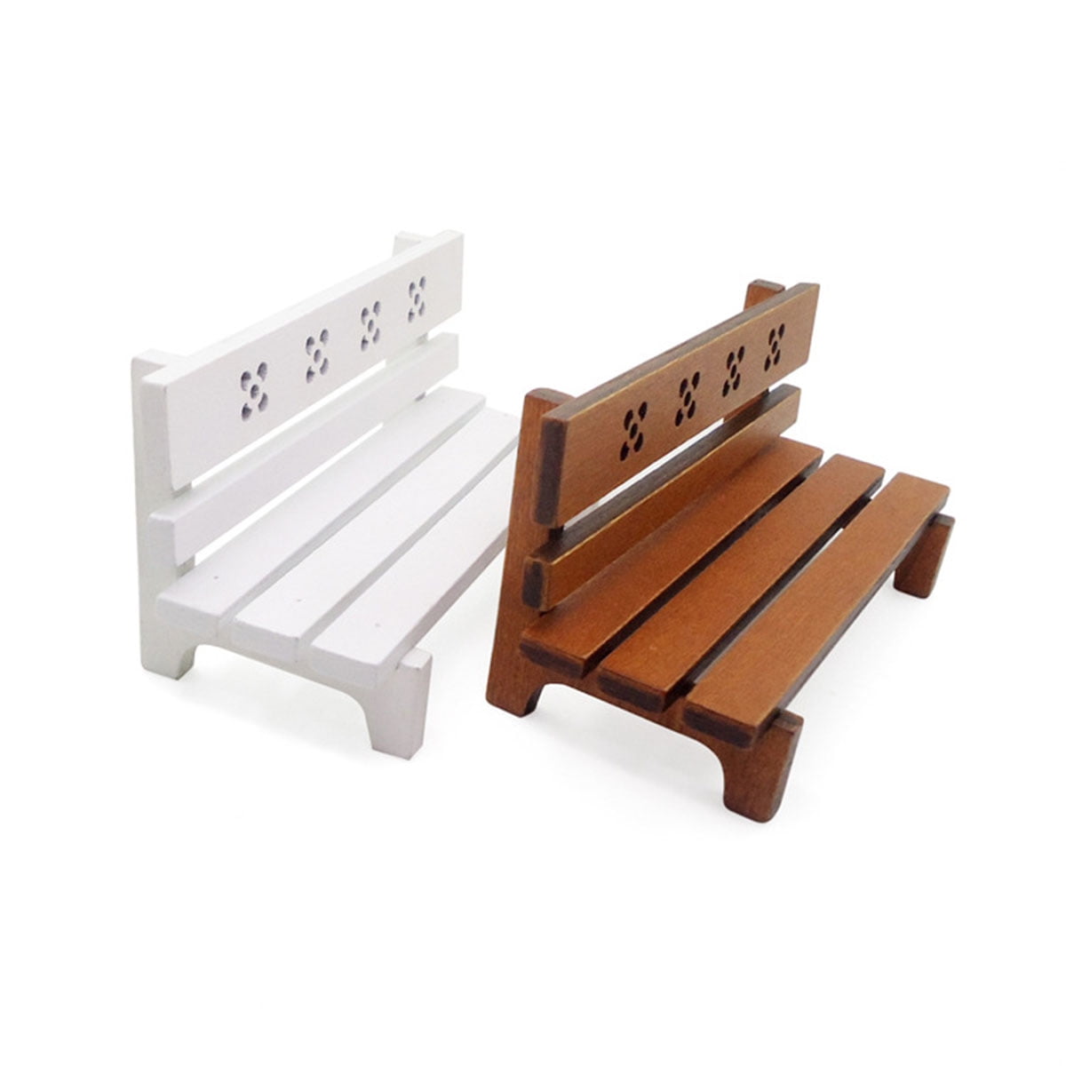 unbranded Doll House Park Bench Mini Wooden Bench Model Mini Garden ...