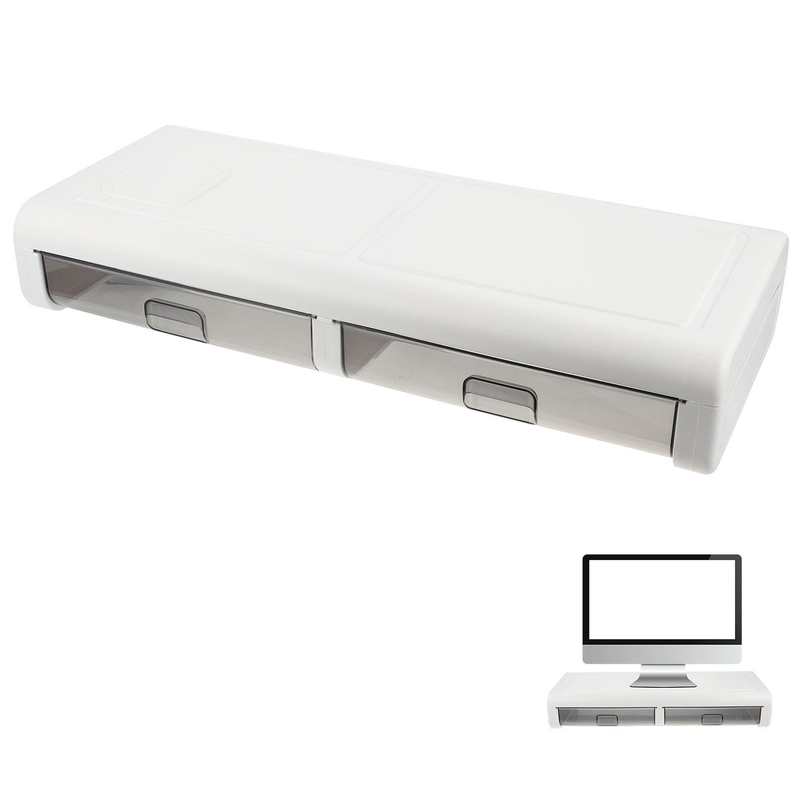 unbranded Dual Computer Heightened Shelf Monitor Stand with Drawer 52 ...