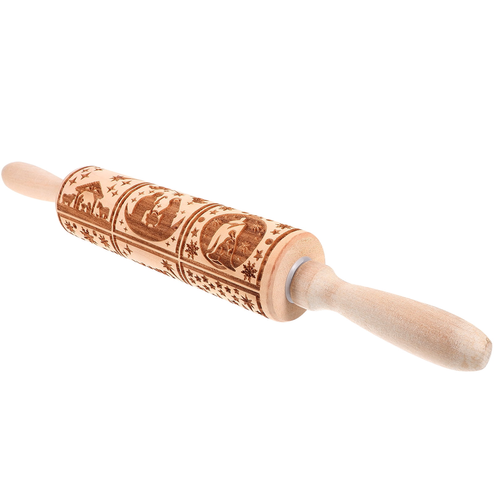 unbranded Engraved Embossing Rolling Pin Baking Stamps Roller Christmas ...