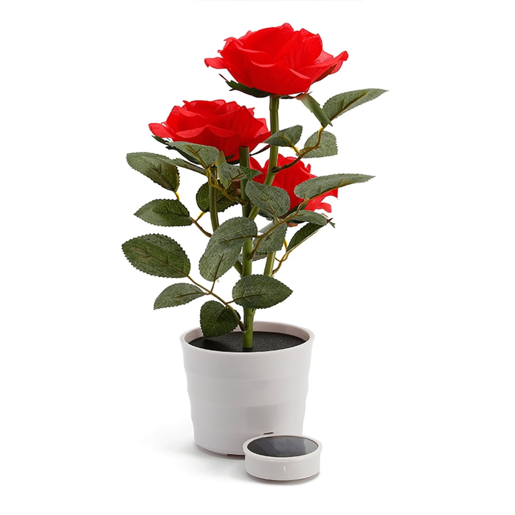 KALLORY Rose Flower Lamps Red Room Office Hotel Decorations 1Set 13.8X4 ...