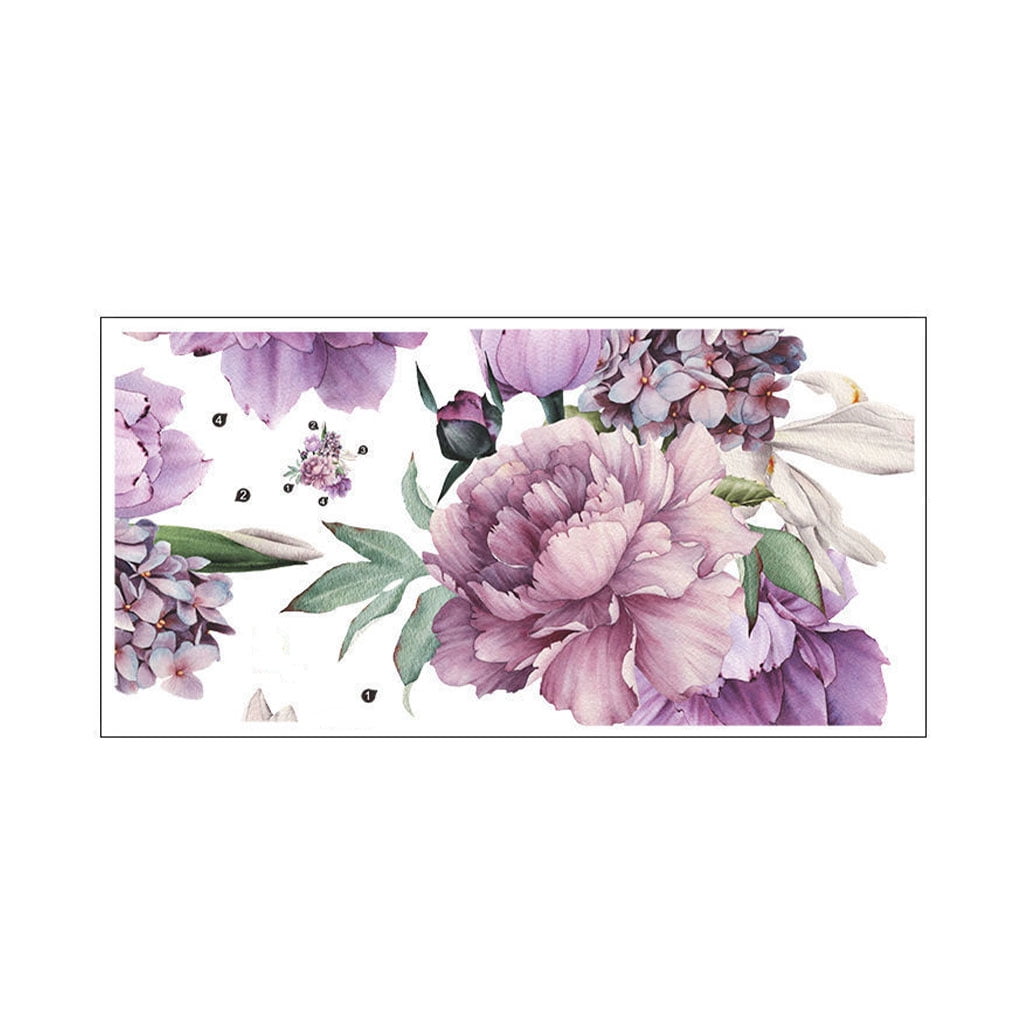 chidgrass Flowers Wall Sticker Elegant Style Peony Painting Decal Home ...