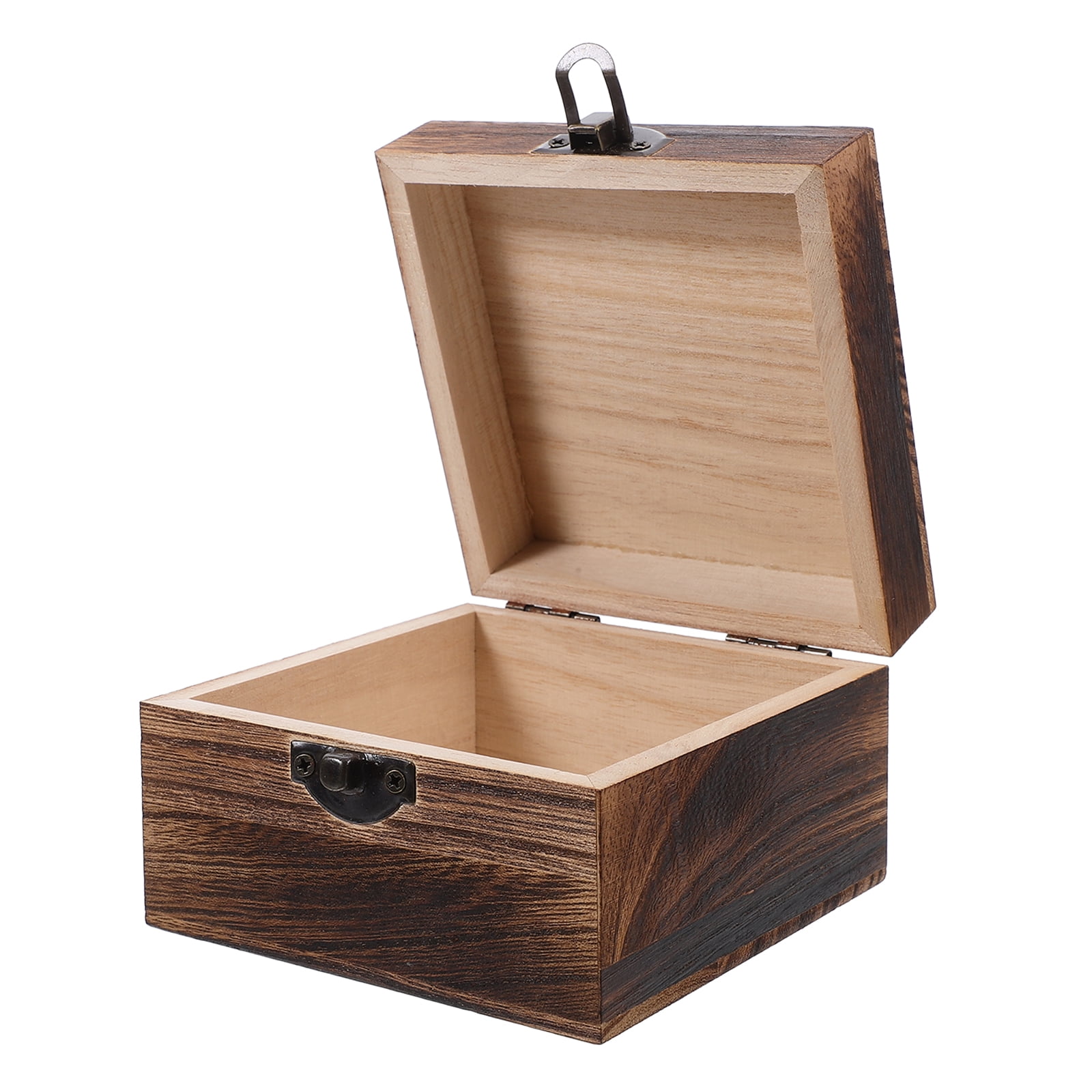 Vintage Wooden Storage Box with Hinged Lid for Small Crafts Sundries 1 ...