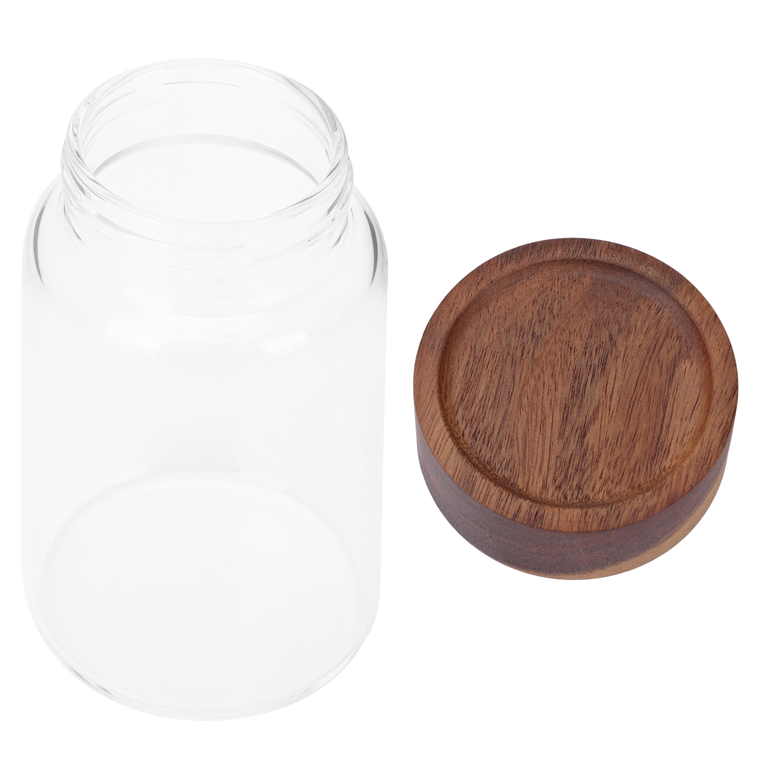 unbranded Glass Bottle with Wooden Lid Wide Mouth Mason Jars Water ...