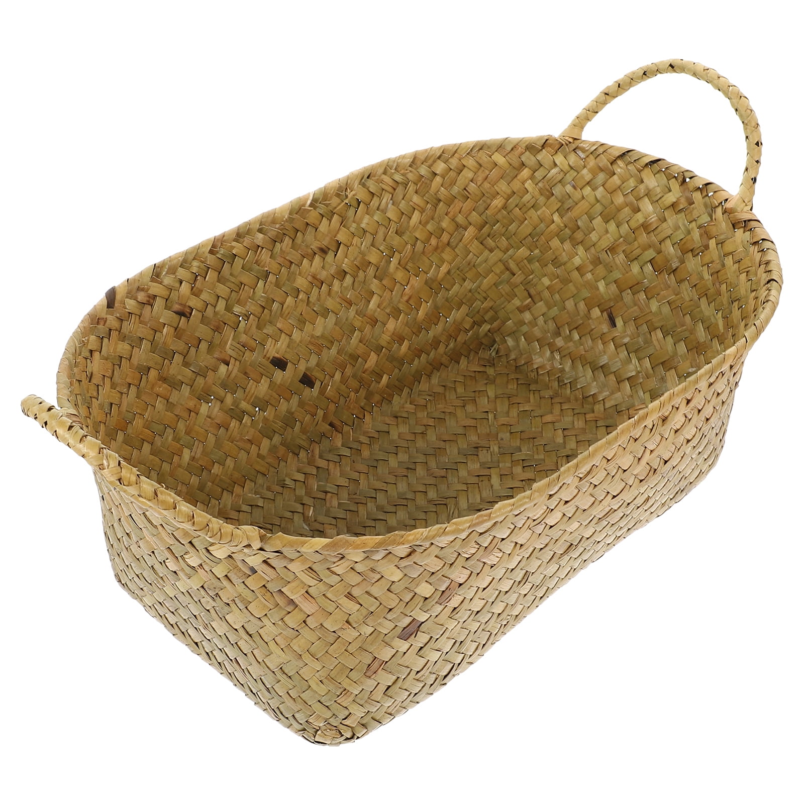 unbranded Household Woven Basket with Double Handle Grass Woven Basket ...
