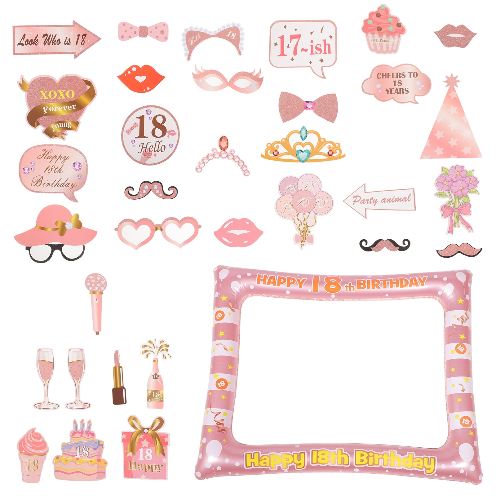 Masteelf Pink Inflatable Photo Frame for Birthday Plastic Lightweight ...