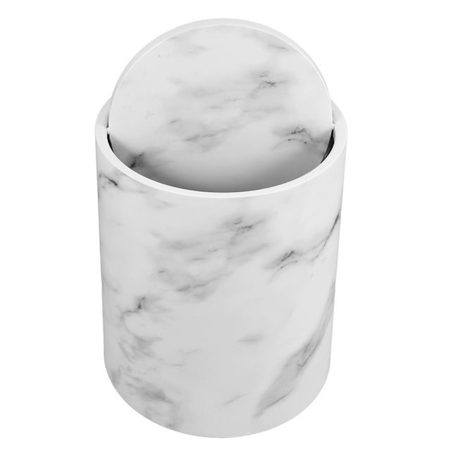 unbranded Marbling Wastebasket Swing Lid Trash Bucket Office Can Decor ...
