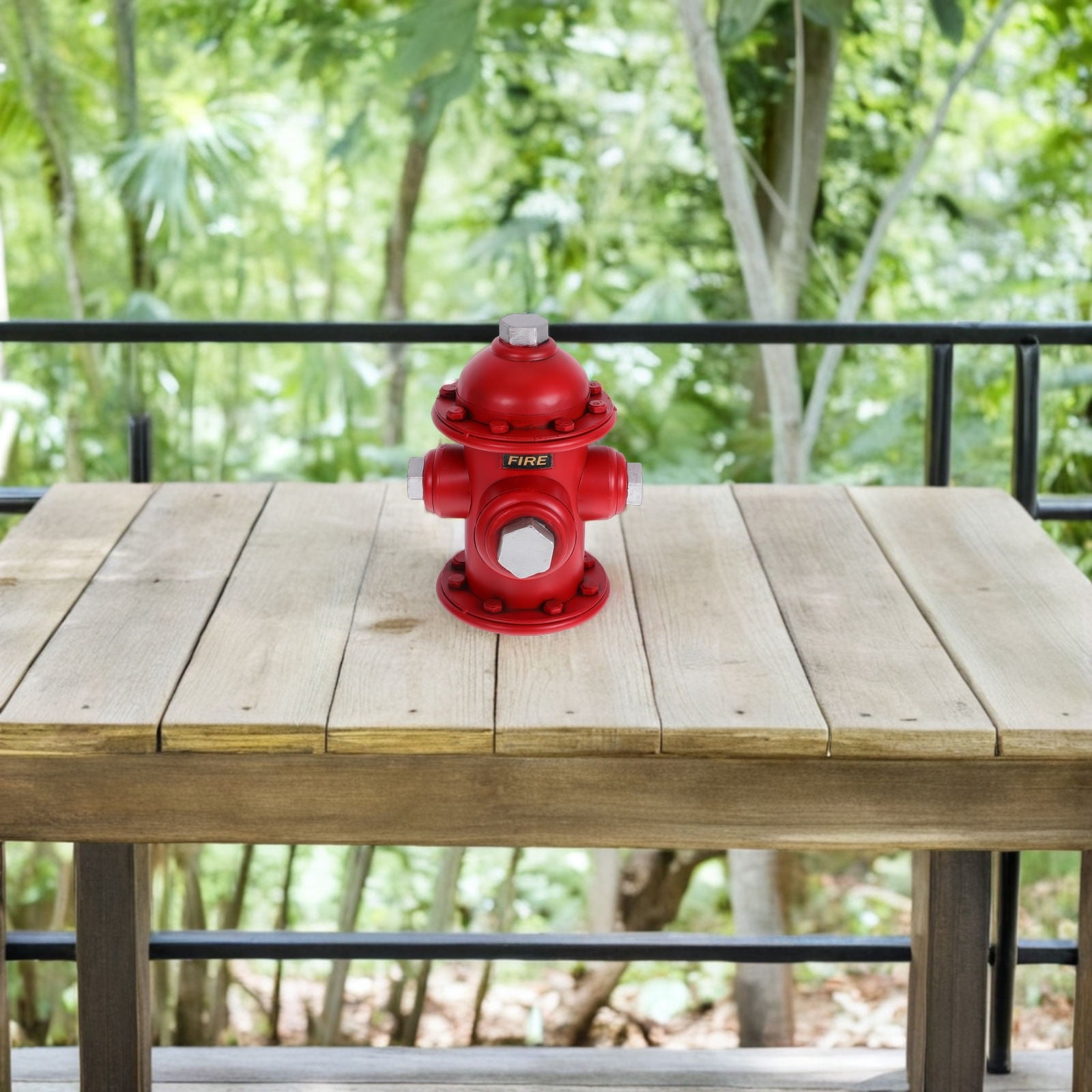 OULII Vintage Iron Fire Hydrant Statue Dark Red Outdoor Decor for ...
