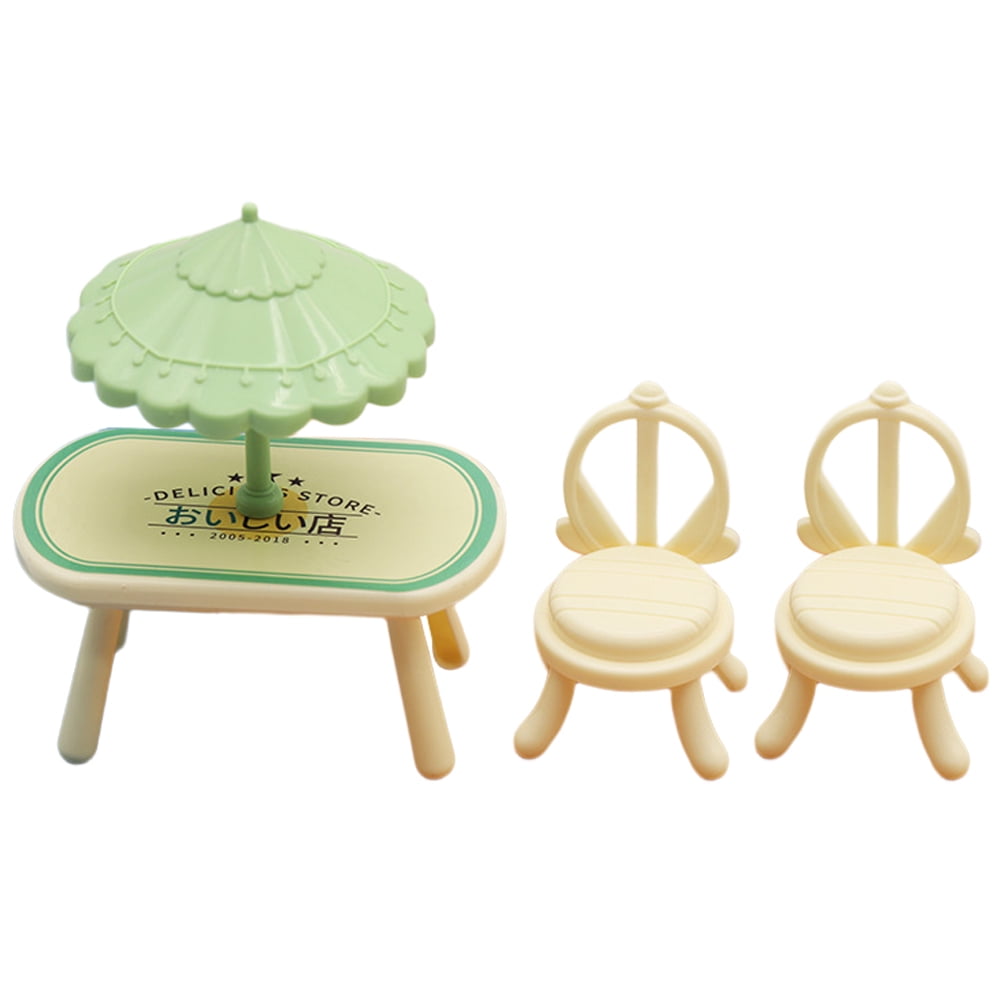 unbranded Mini Parasol Plastic Miniature Table Simulation Chair House ...