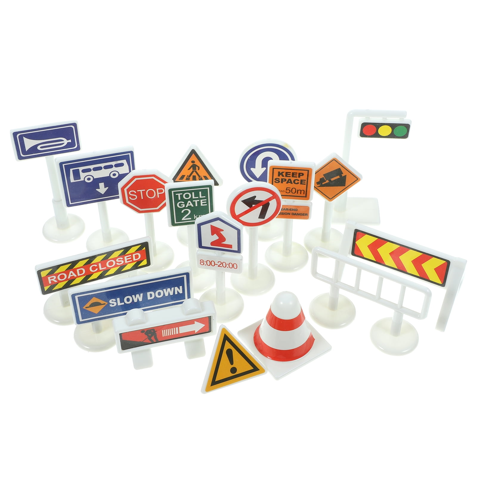 KALLORY Mini Traffic Sign Toy Plastic 18Pcs 2.3X3.8X5.5in - Walmart.com