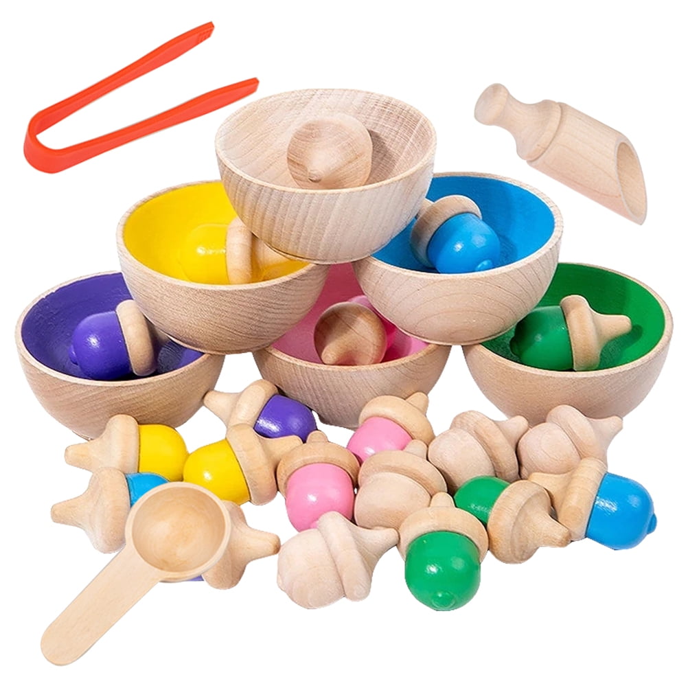 unbranded Montessori Sorting Wooden Bowls Gyro Color Classification ...