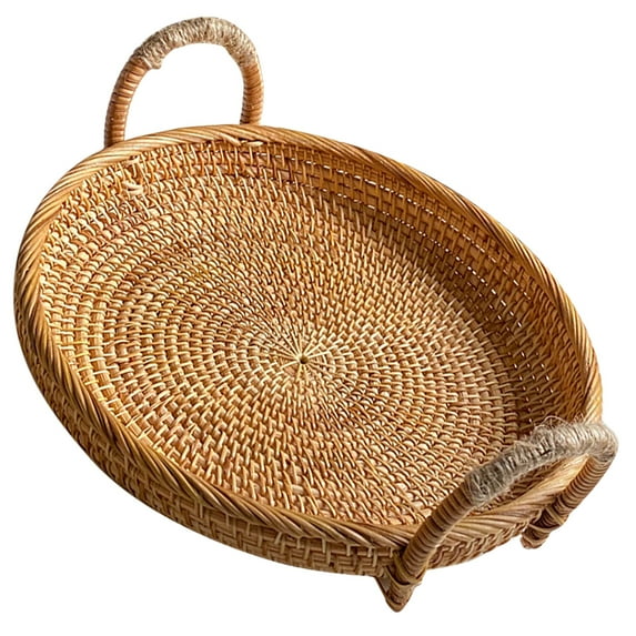 unbranded Outdoor Serving Tray Flat Baskets Trays Wicker Rattan Khaki ...