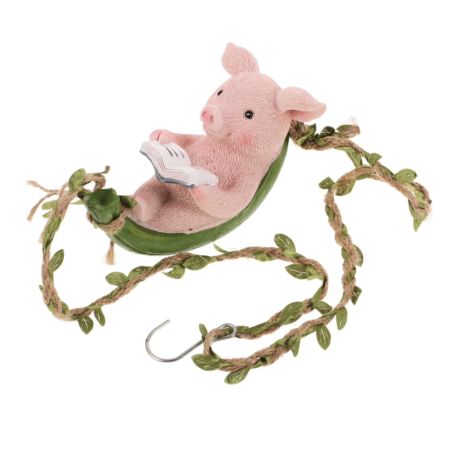 unbranded Pig On Swing Statue Garden Resin Pig On Swing Figurine Decor ...