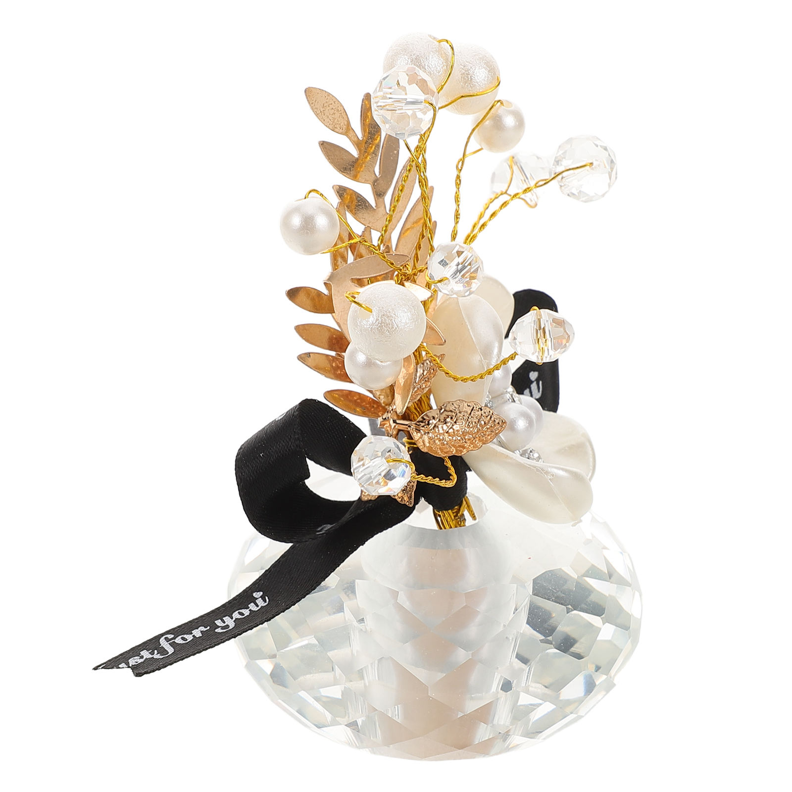 OFFIGAM White Crystal Car Dashboard Ornament Flower Decoration for ...