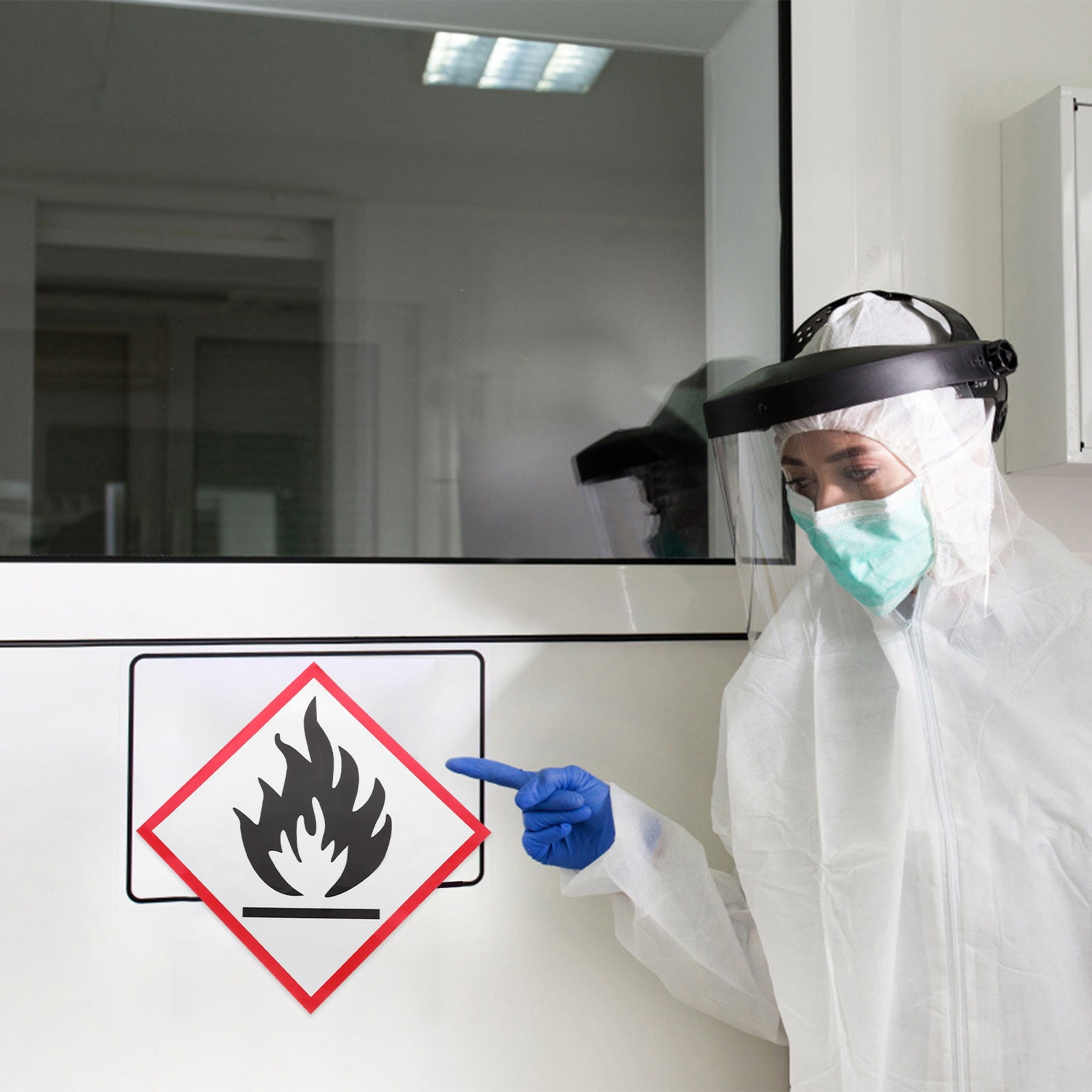 OULII Flammable Warning Sticker Black Reflective Easy Apply Adhesive ...