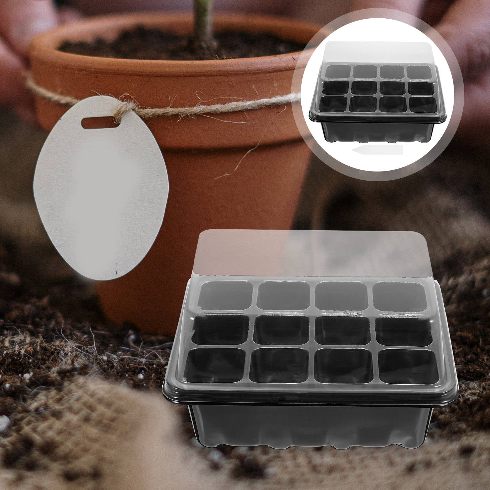 unbranded Seedling Box Kit Propagation Plant Planter Plants Tray Black ...