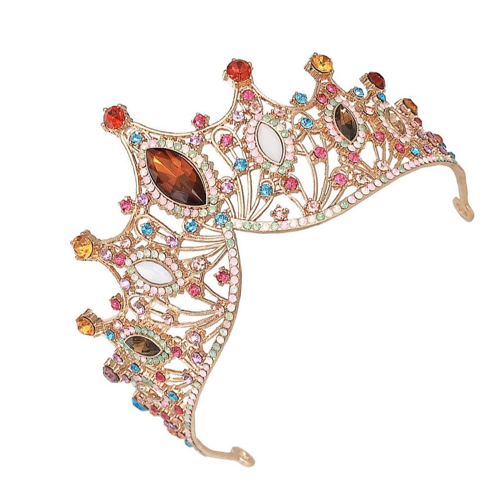 unbranded Shiny Baroque Style Crown Colored Diamond Hair Jewelry Party ...