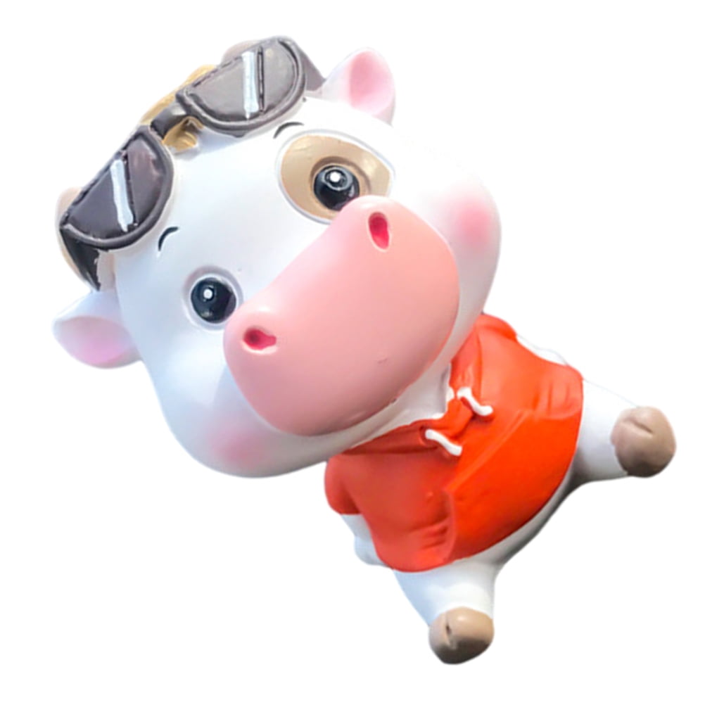 unbranded Small Cattle Craft Decorative Resin Mini Cow Statue Miniature ...