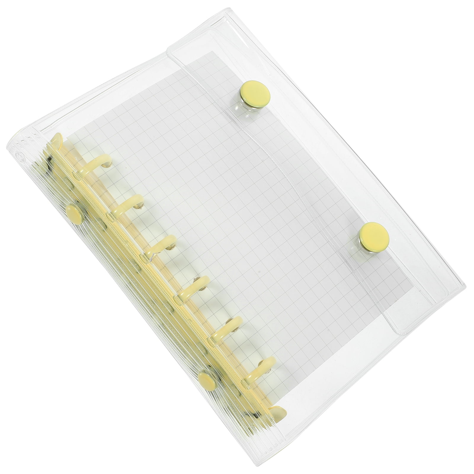Yellow Mini Loose Leaf Notebook with Transparent Shell and Double ...