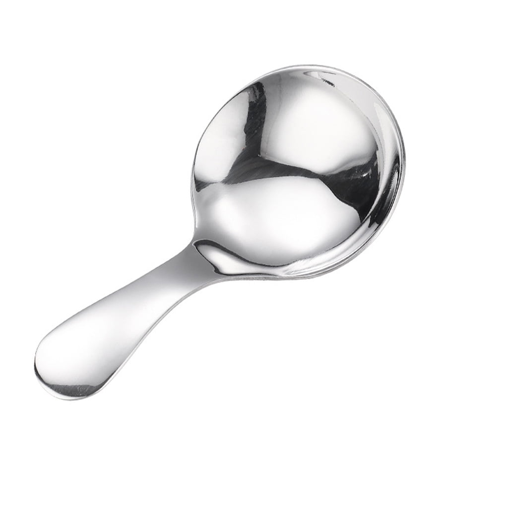 chidgrass Stainless Steel Spoon Round Head Glossy Short Handle Sugar ...