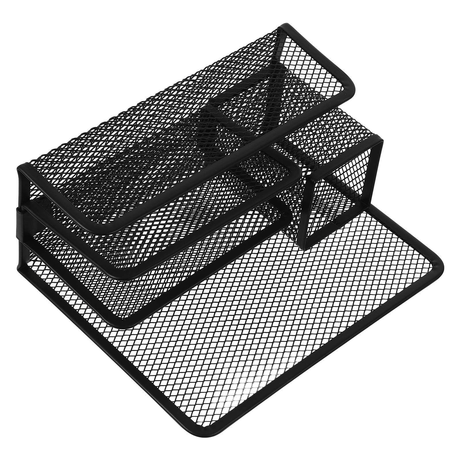 unbranded Wicker Desktop Letter Holder Office 17.50X14.00X7.50CM Black ...