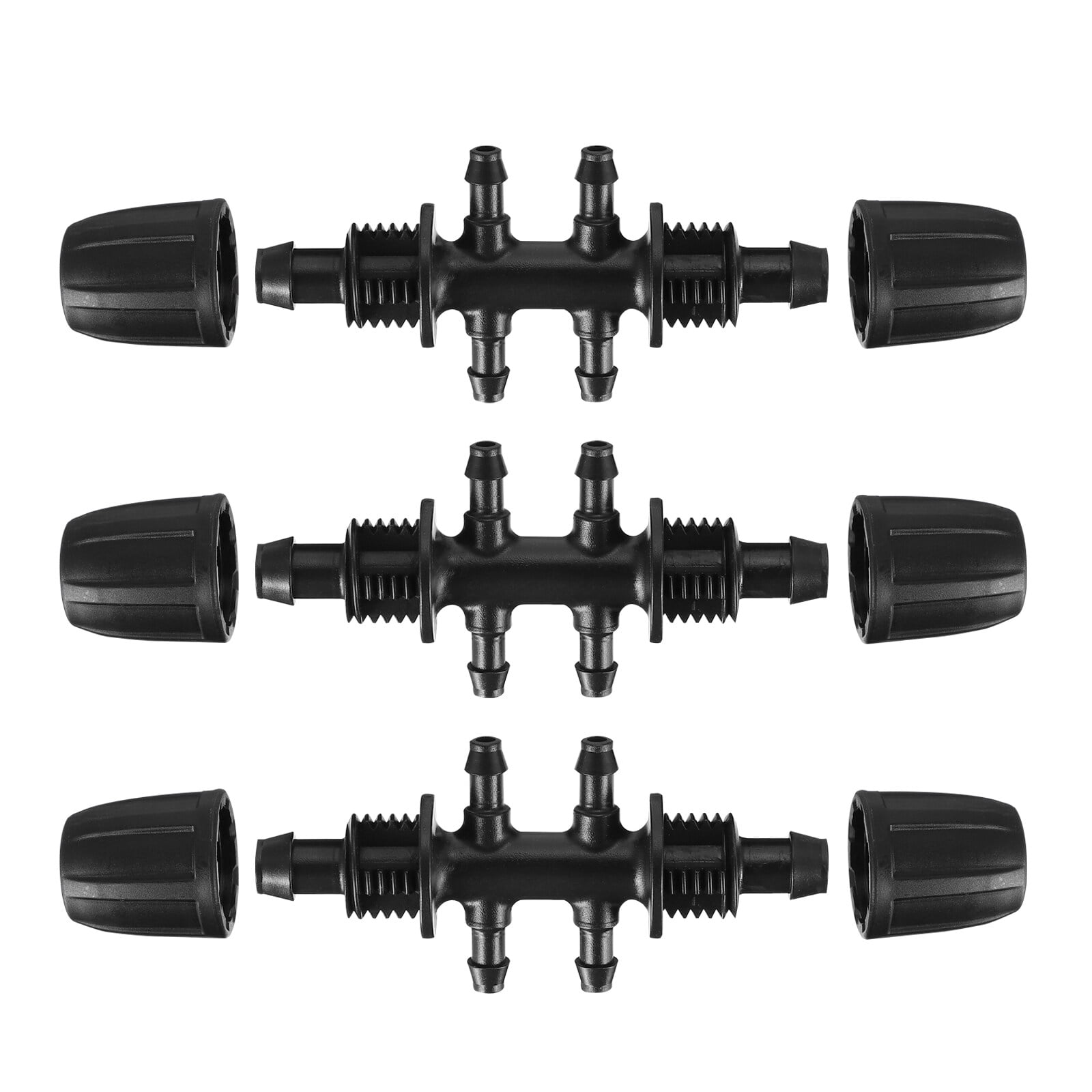Black POM Connector 6 Way Adapter Joint for Gardening Use with ...