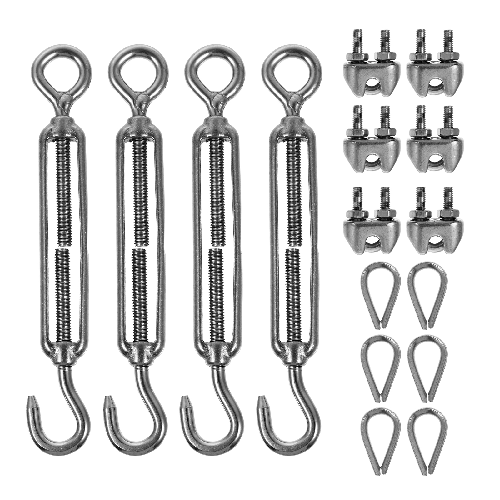 WEUVEB 1Set Complete Outdoor Wire Rope Hooks Kit Stainless Steel Cable ...