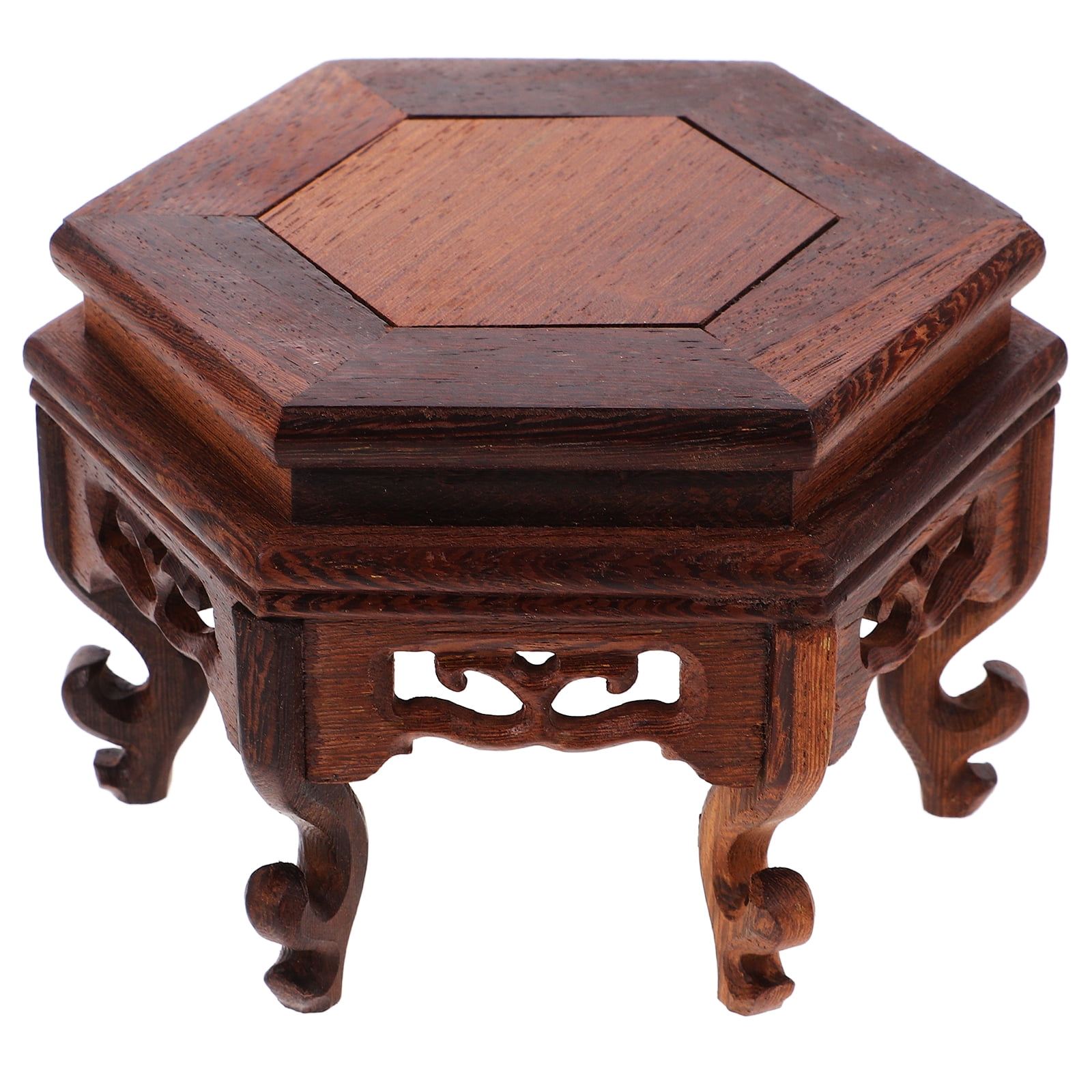 unbranded Wood Oriental Vase Stand Small Plant Pot Carving Antique ...