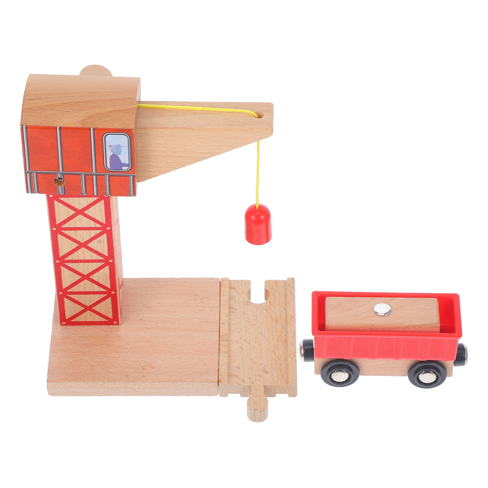 unbranded Wooden Railway Toy Magnetic Train Crane Prop Wooden Toys ...