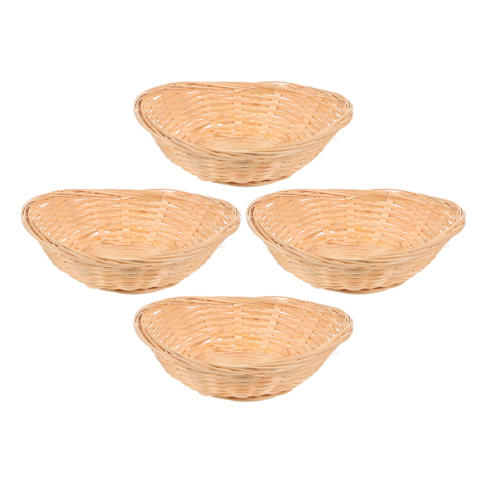 unbranded Woven Bread Basket Oval Small Fruit Baskets Stackable Wooden ...