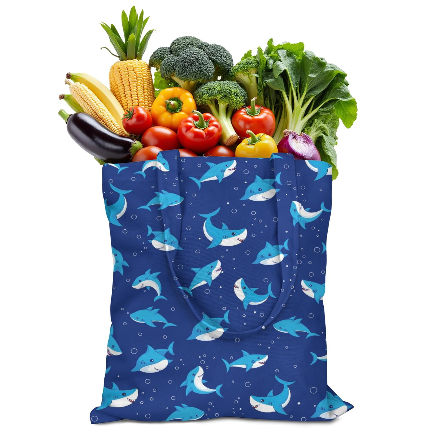 underwater Ocean Canvas Tote Bag with Abstract Marine Life and Nautical ...