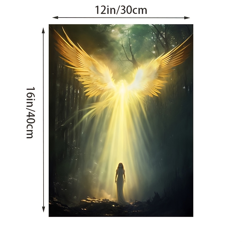 An unframed art piece depicting an angel encounter, vintage religious ...
