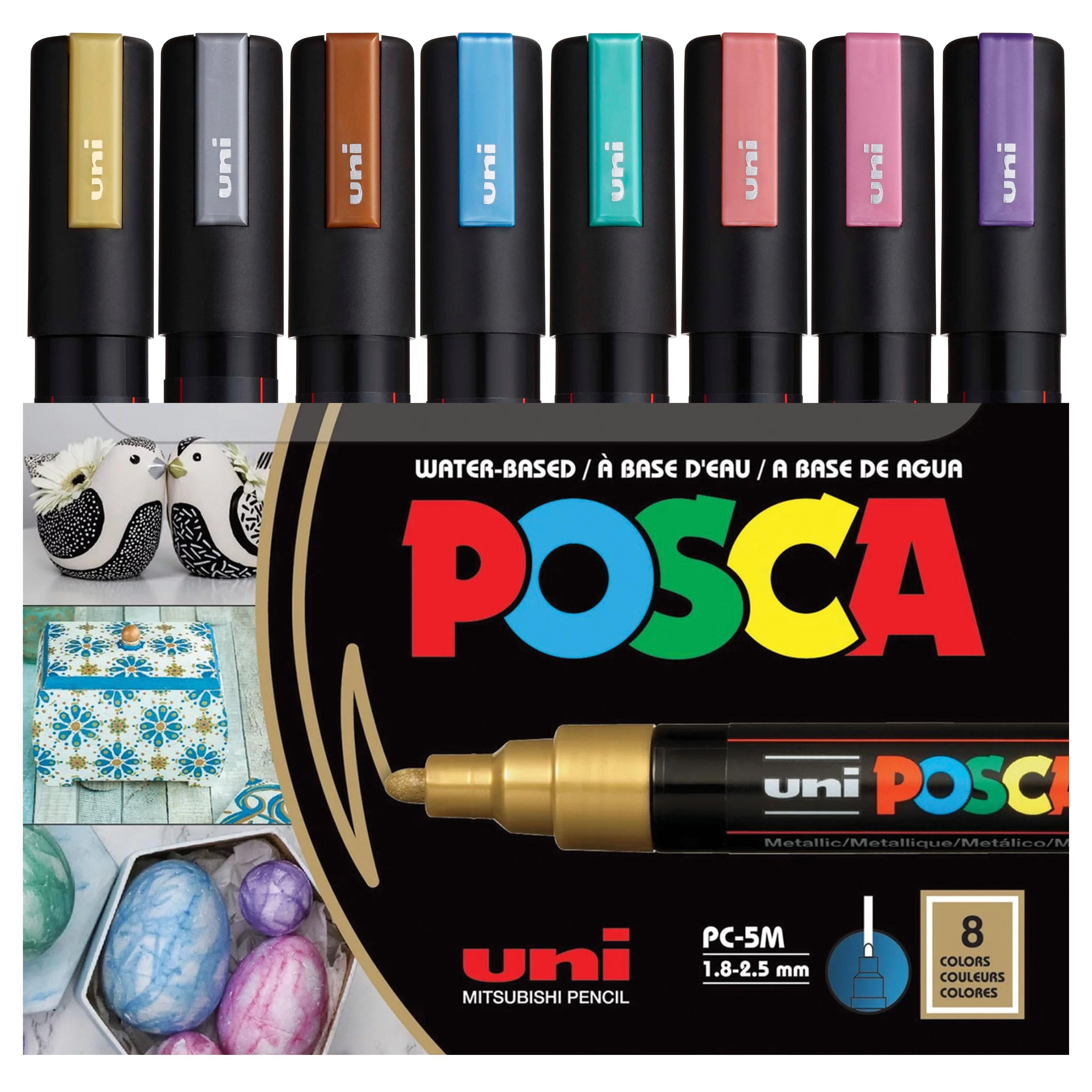 POSCA, Metallic Paint Markers, PC-5M, 8 Shimmer Colors - Walmart.com