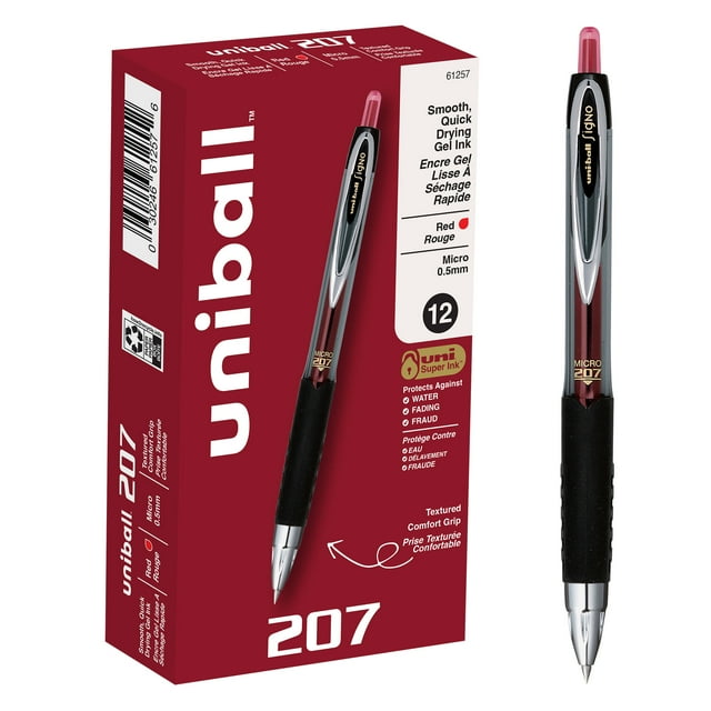 uni-ball® 207™ Retractable Fraud Prevention Gel Pens, Micro Point, 0.5 ...
