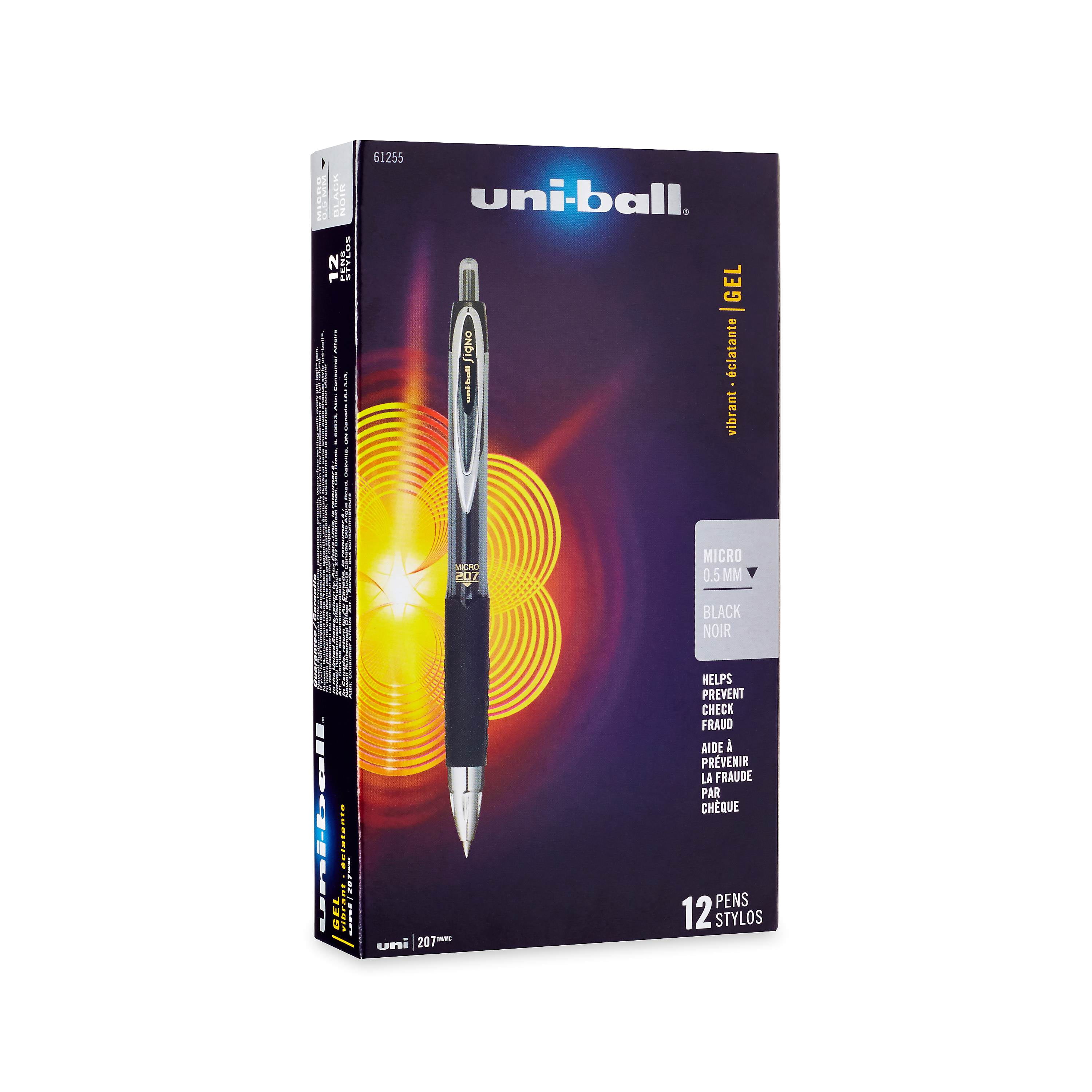 uni-ball 207 Retractable Gel Pens, Micro Point, Black, 12-Pack, Fraud ...