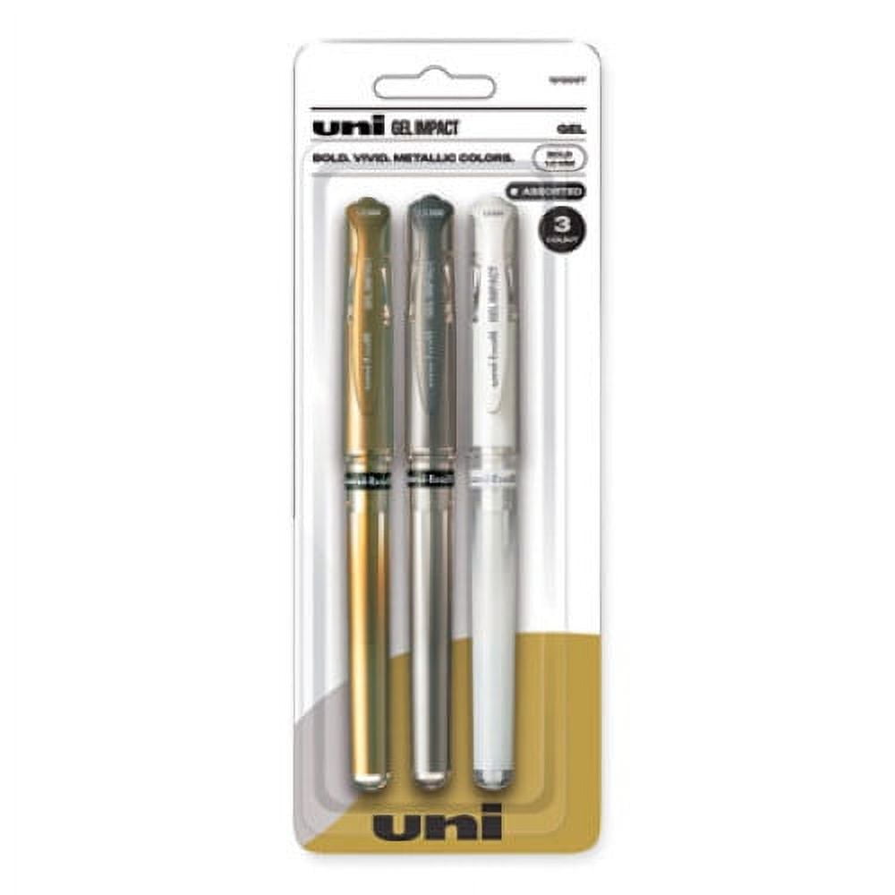 uni-ball Signo Gel Impact Gel Pen, Stick, Bold 1 mm, Assorted Metallic ...