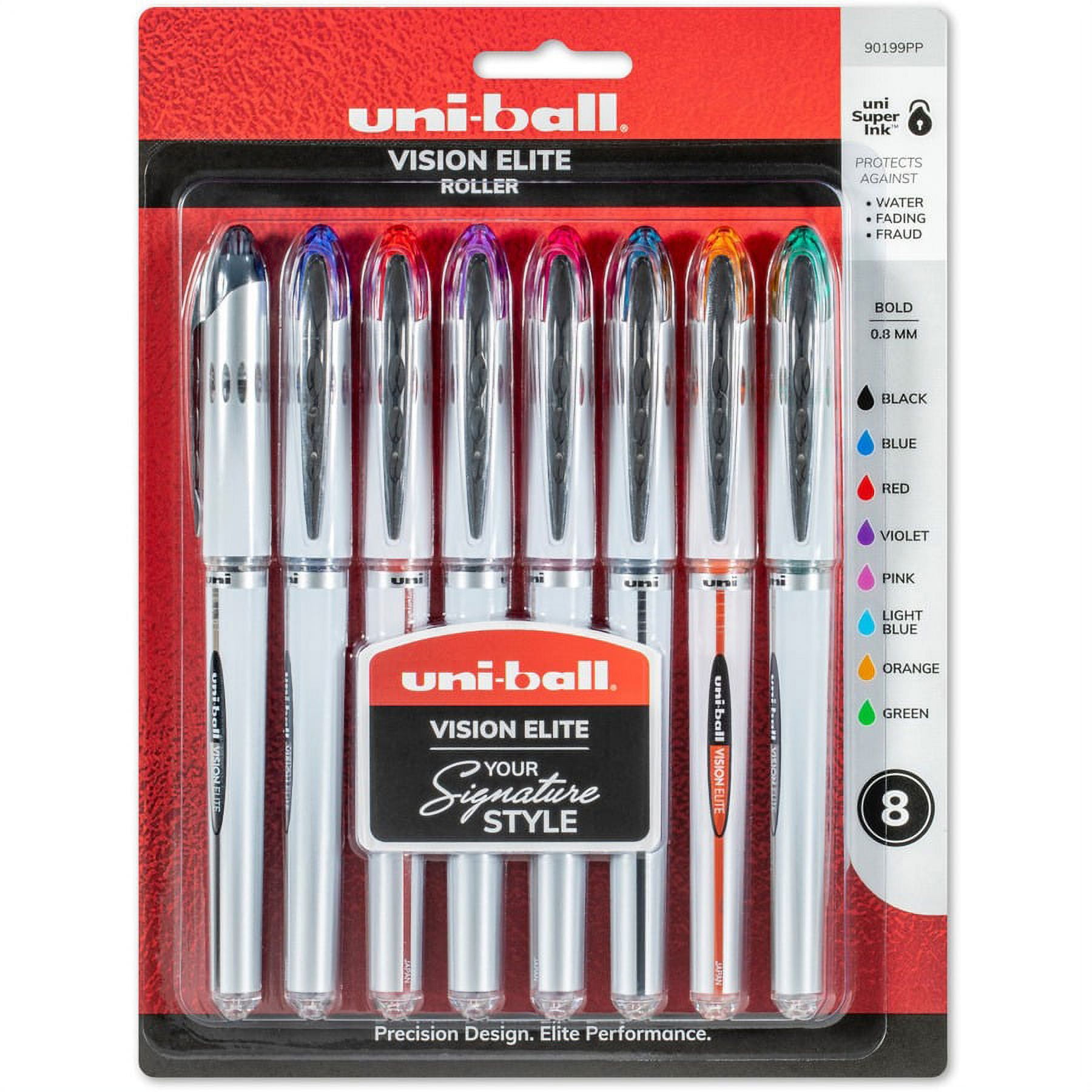 uni-ball Vision Elite Rollerball Pen Assorted Color 8-Pack - Bold Pen ...