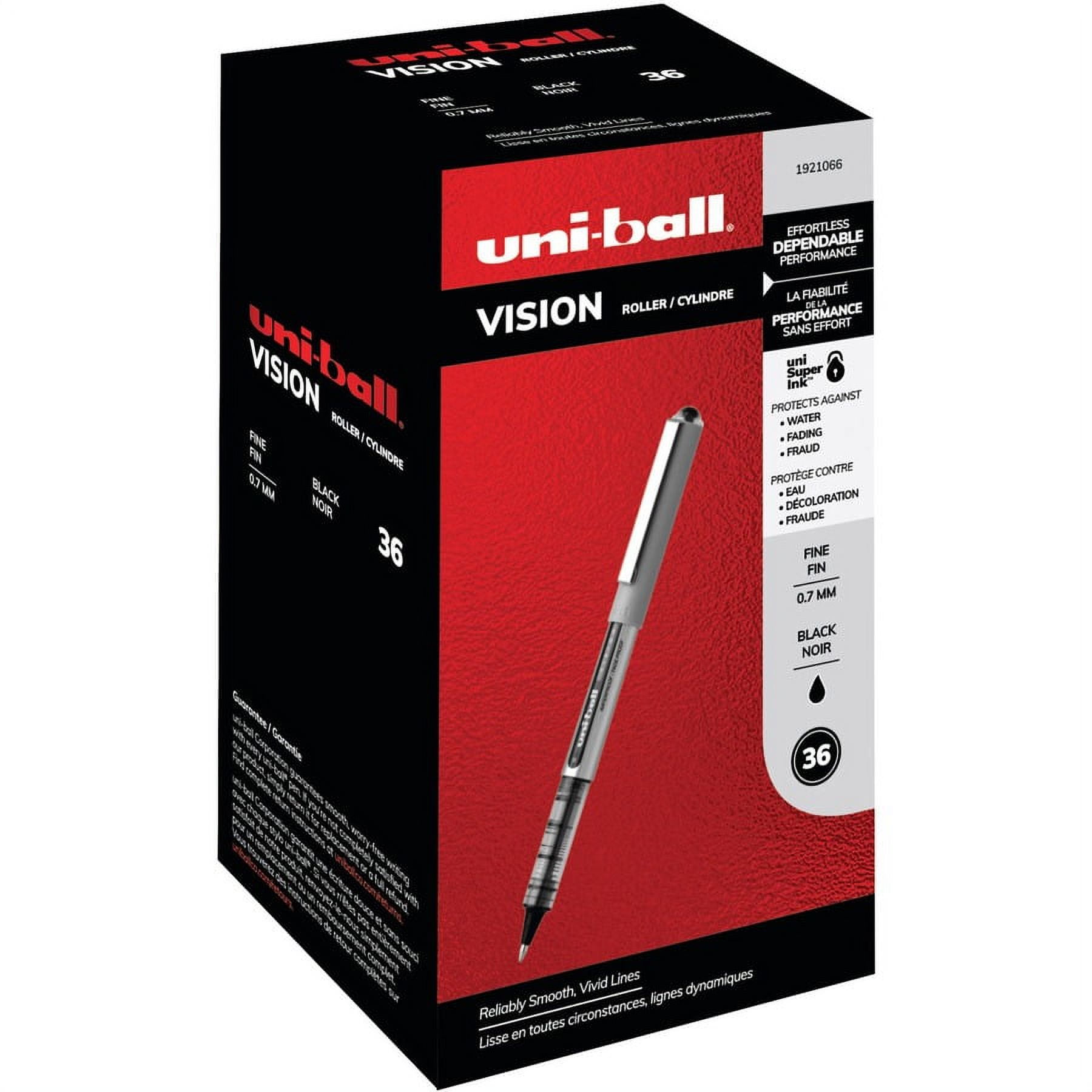 uni-ball Vision Rollerball Pens, Fine Point (0.7mm), Black, 36 Count ...