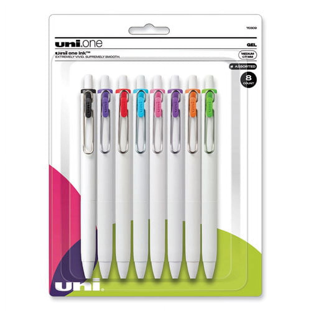 uniONE Gel Pen, Retractable, Medium 0.7 mm, Assorted Inspirational Ink ...