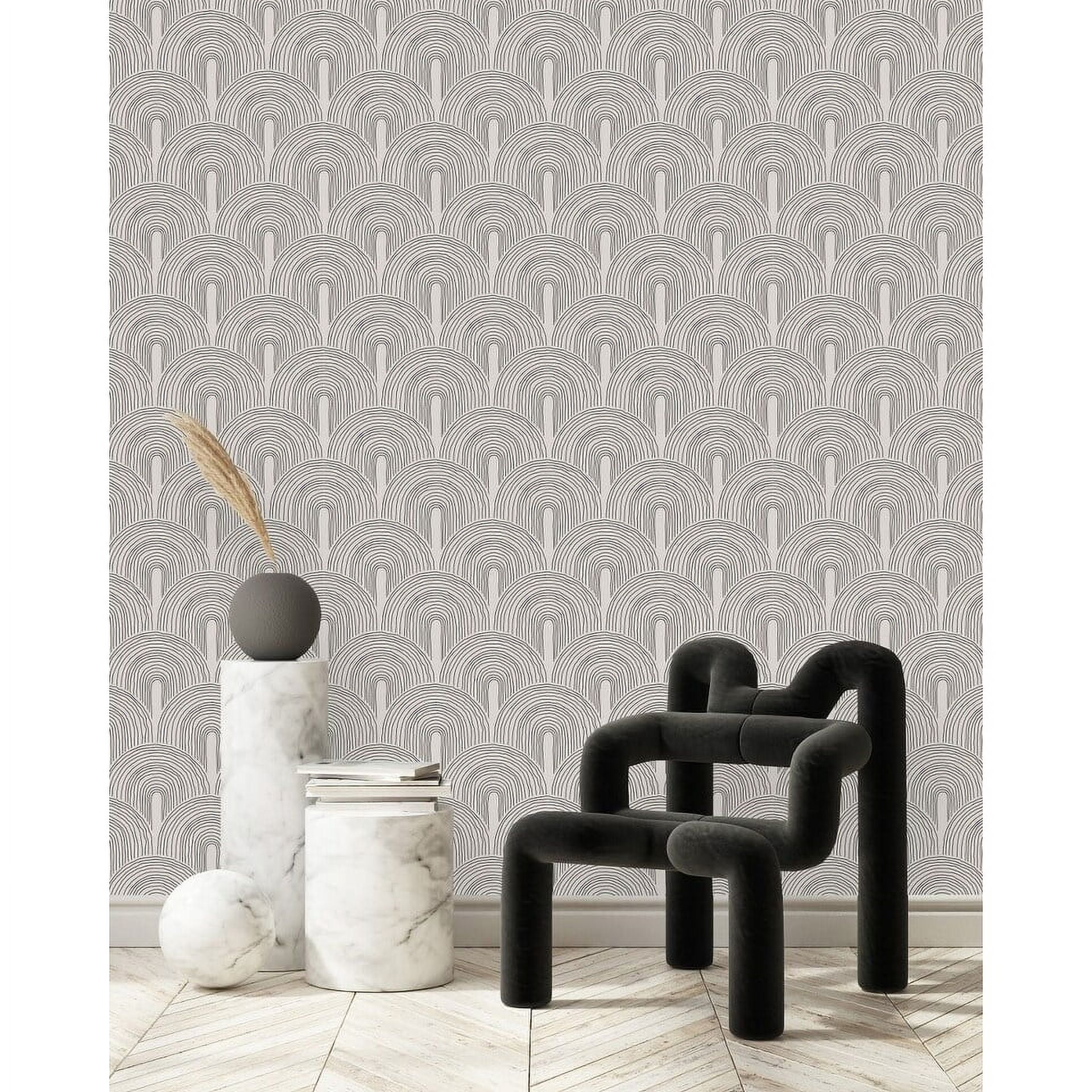 uniQstiQ Black Arc Pattern Wallpaper Peel and Stick and Prepasted 25"W ...