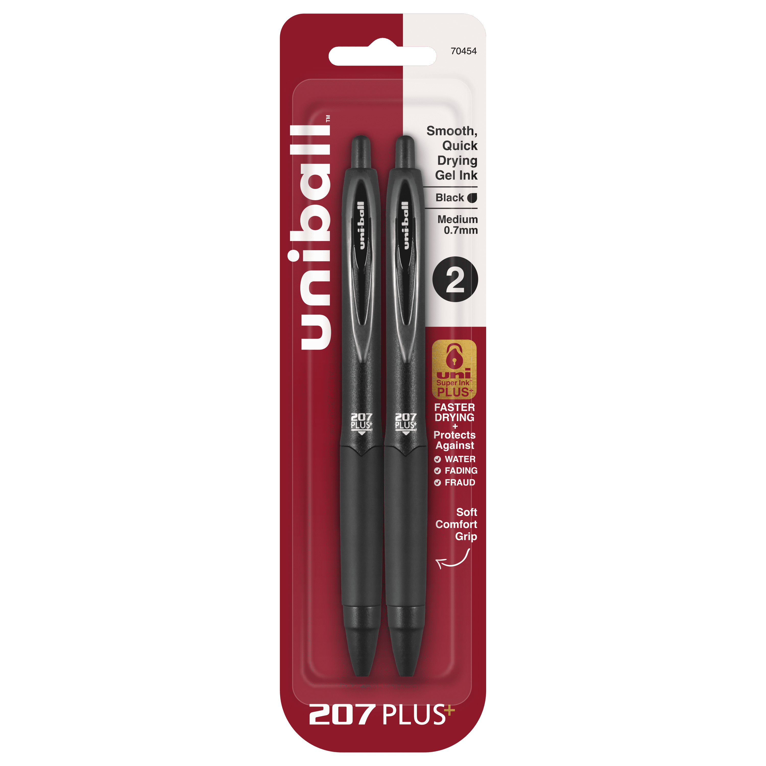 Uni-ball 207 Plus+ Retractable Gel Pen 0.7mm Medium Point Black 2 Pack ...