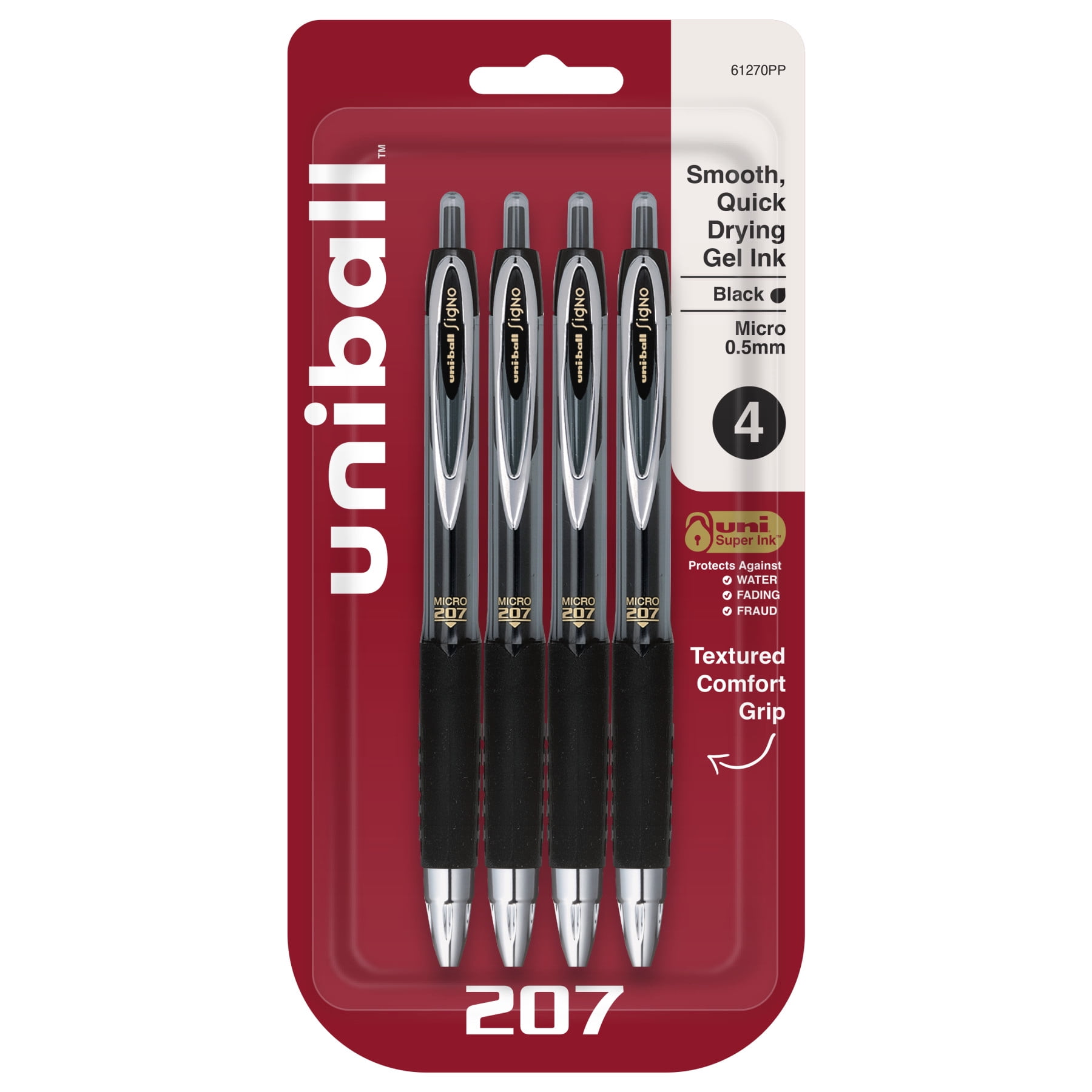 Uni-ball 207, 0.5 mm, Micro Point Gel Pen, Black Ink, 4 Count - Walmart.com