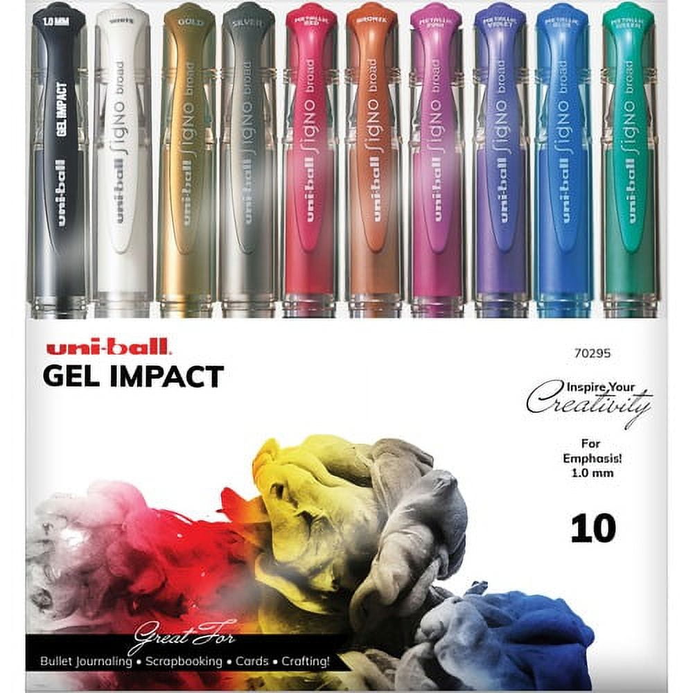 Uni-ball Gel Impact Metallic Ink Pen, Bold 1mm, Assorted Colors, 20 ...