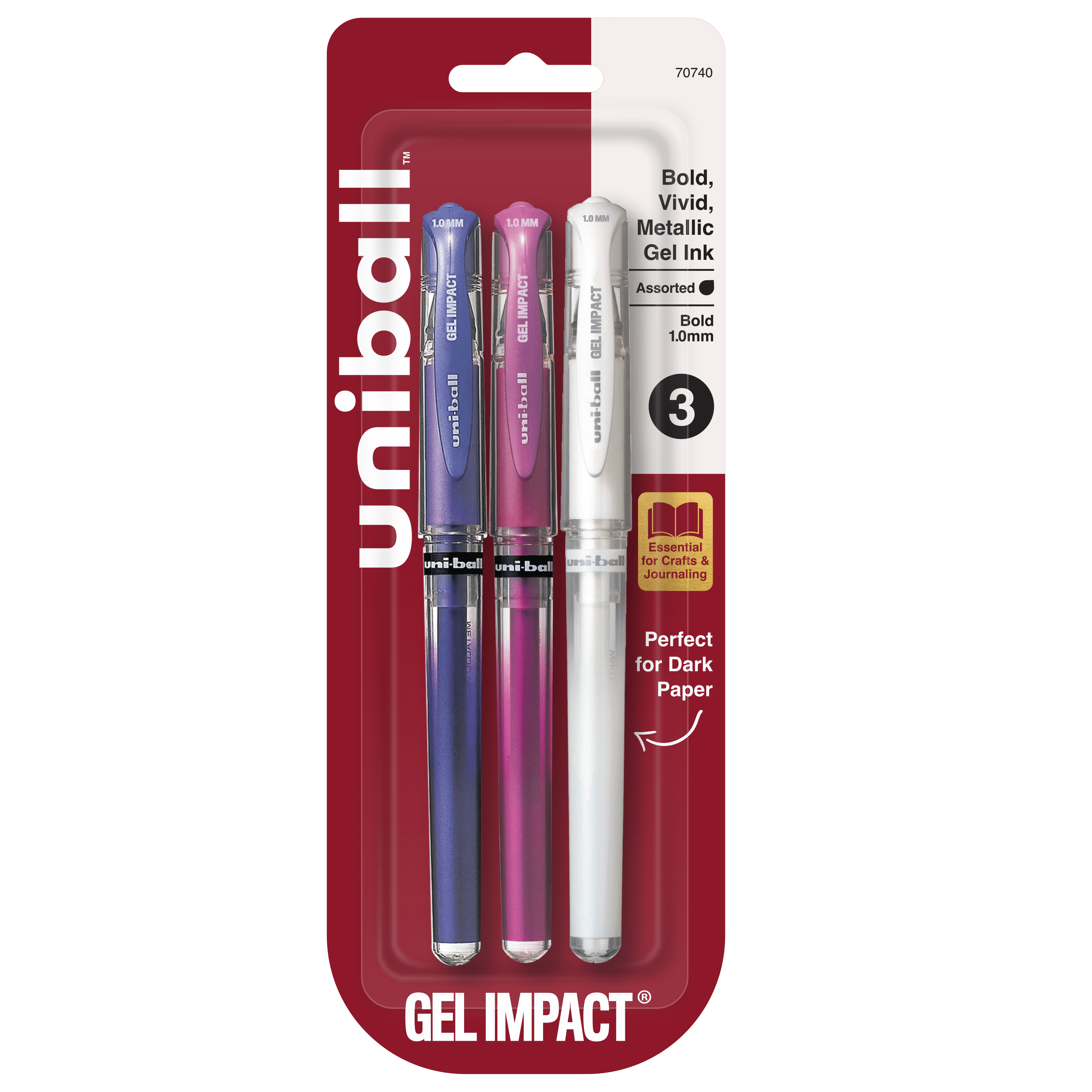 uniball™ Gel Impact Pens, Bold Point (1.0mm), Assorted Pastel, 3 Pack ...