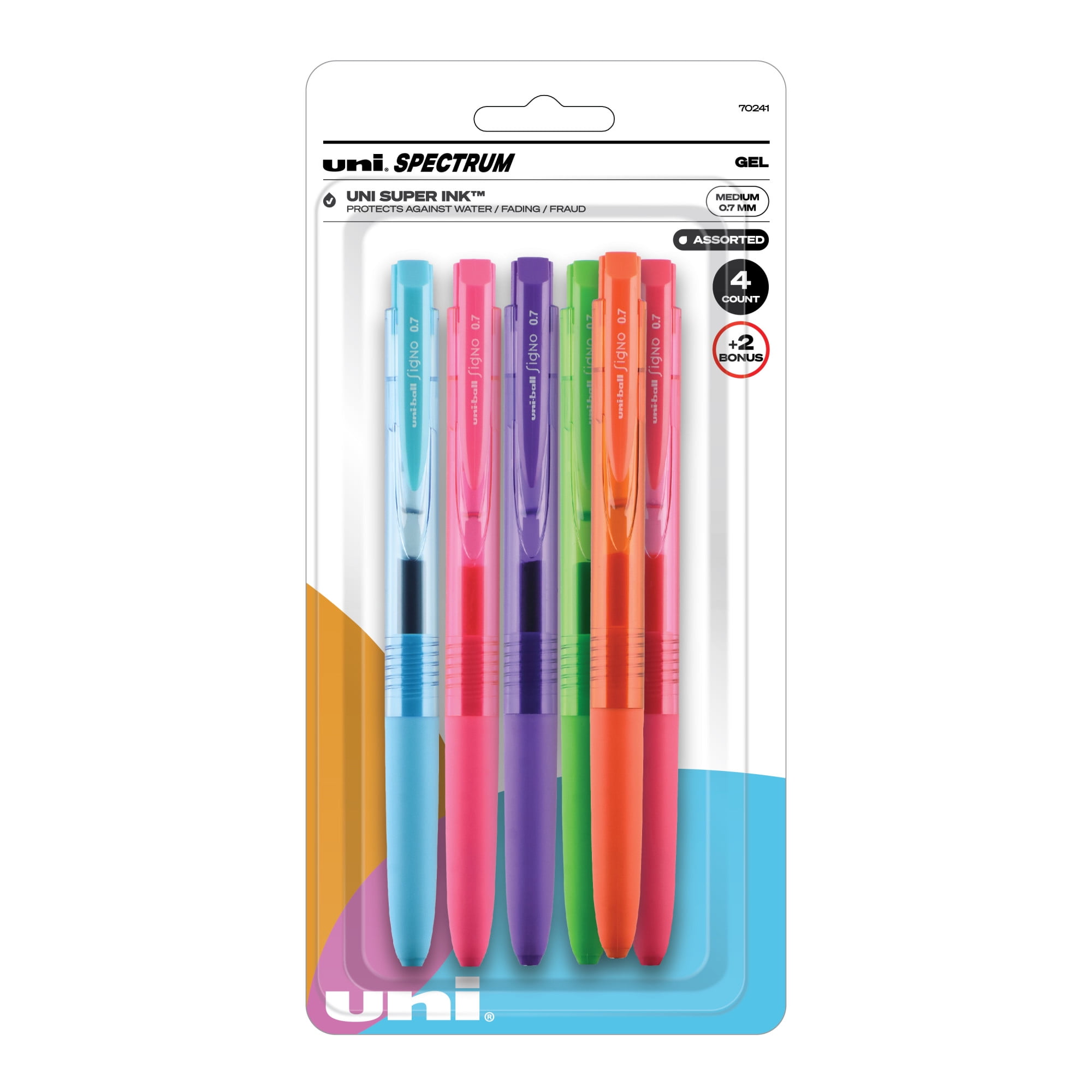 uniball Spectrum Retractable Gel Pens, Medium Point (0.7mm), Assorted ...