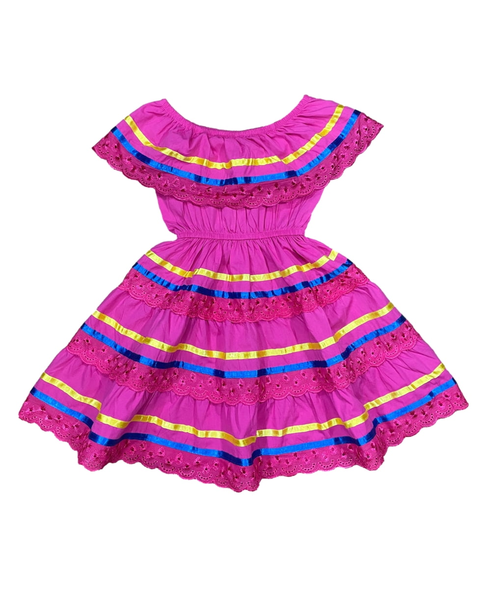 unik Girl's Traditional Mexican Cinco De Mayo Fiesta Dress Pink 10 ...