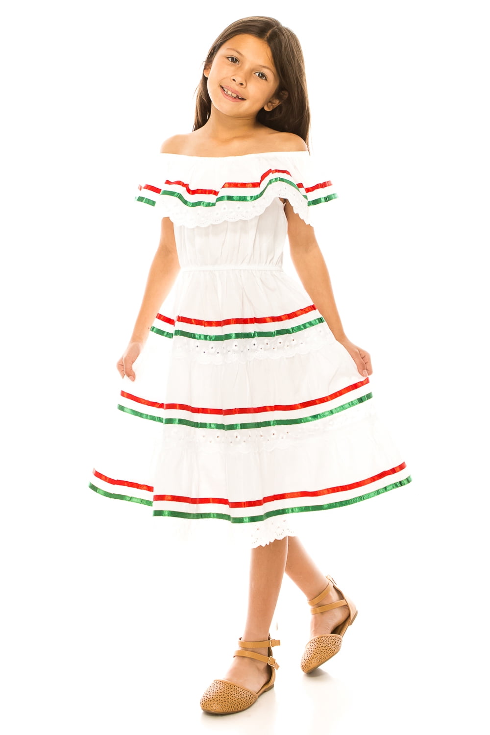 unik Girl's Traditional Mexican Cinco De Mayo Fiesta Dress White 4 ...