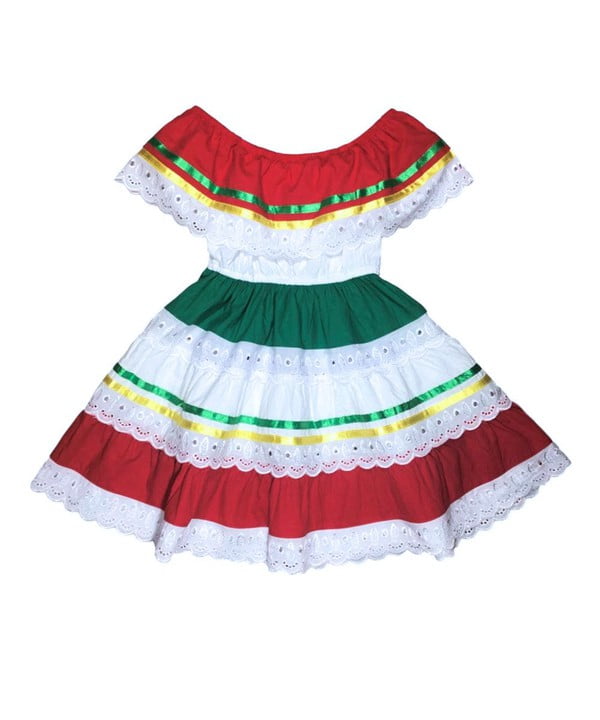 unik Girl's Traditional Mexican Cinco De Mayo Fiesta Dress Yellow Red ...