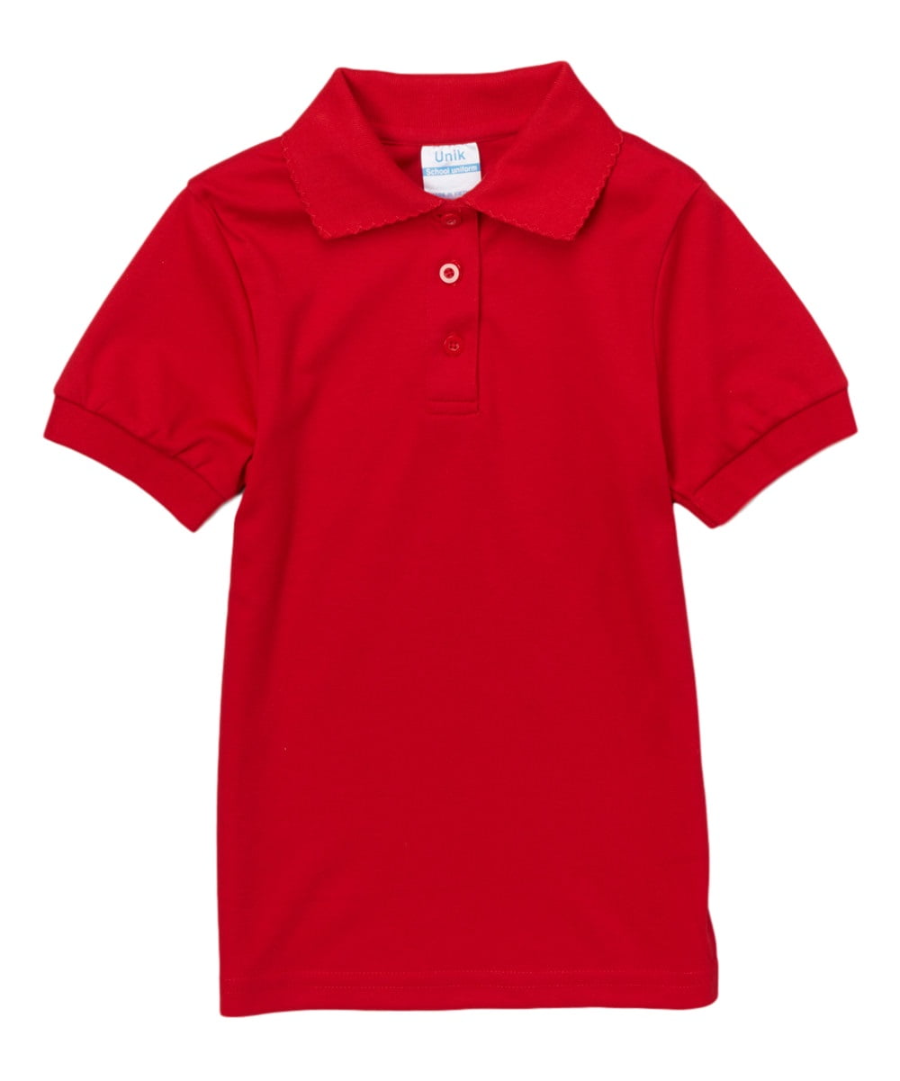 unik Girls School Uniform Short Sleeve Polo Shirt (Little Girls & Big ...