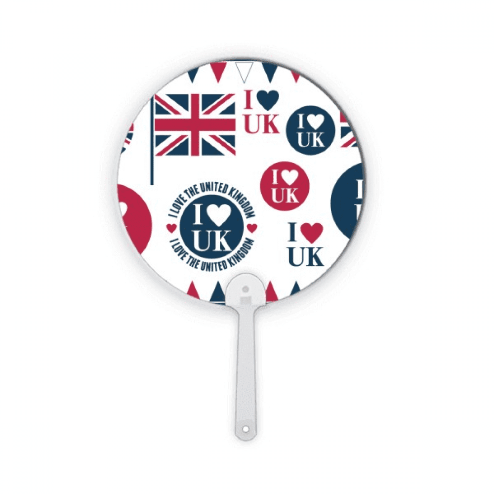 union jack i love uk Shaped country Plastic Round Handheld Fan ...
