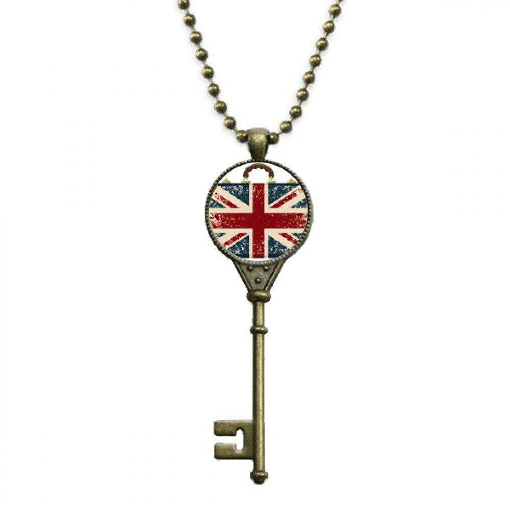 union jack retro suitcase britain uk flag culture key necklace pendant ...
